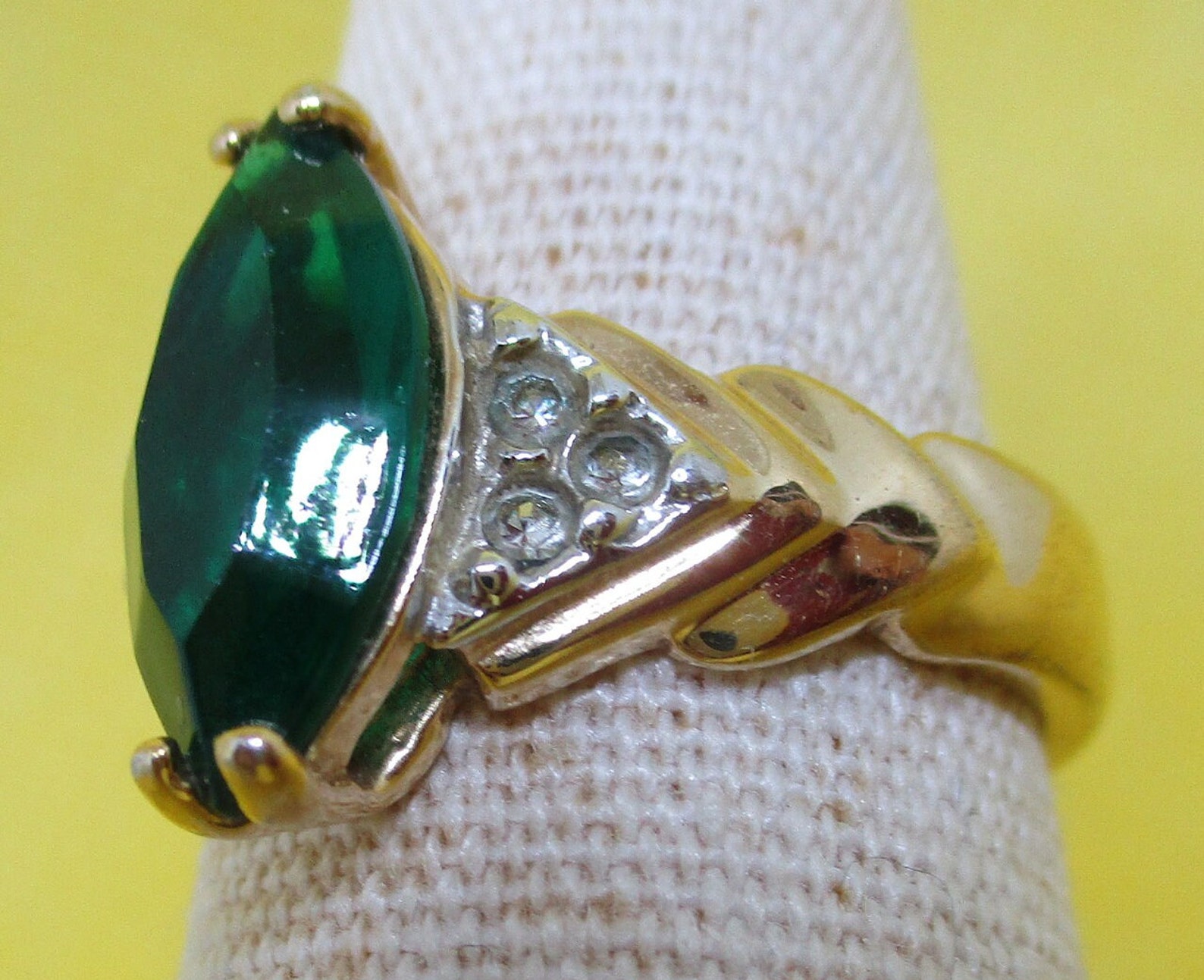 18K GE Marquise Simulated Emerald CZ Ring Size 8 18K GE - Etsy