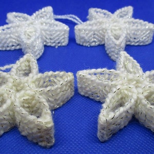 4 HANDMADE Decoration Plastic Canvas Cross Stitch Flower Star ...