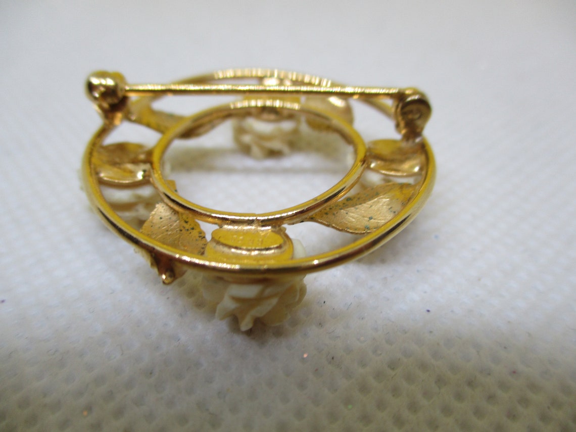 C. R. Co. Charles Reis 12k GF Carved Bone Roses Brooch Vintage - Etsy