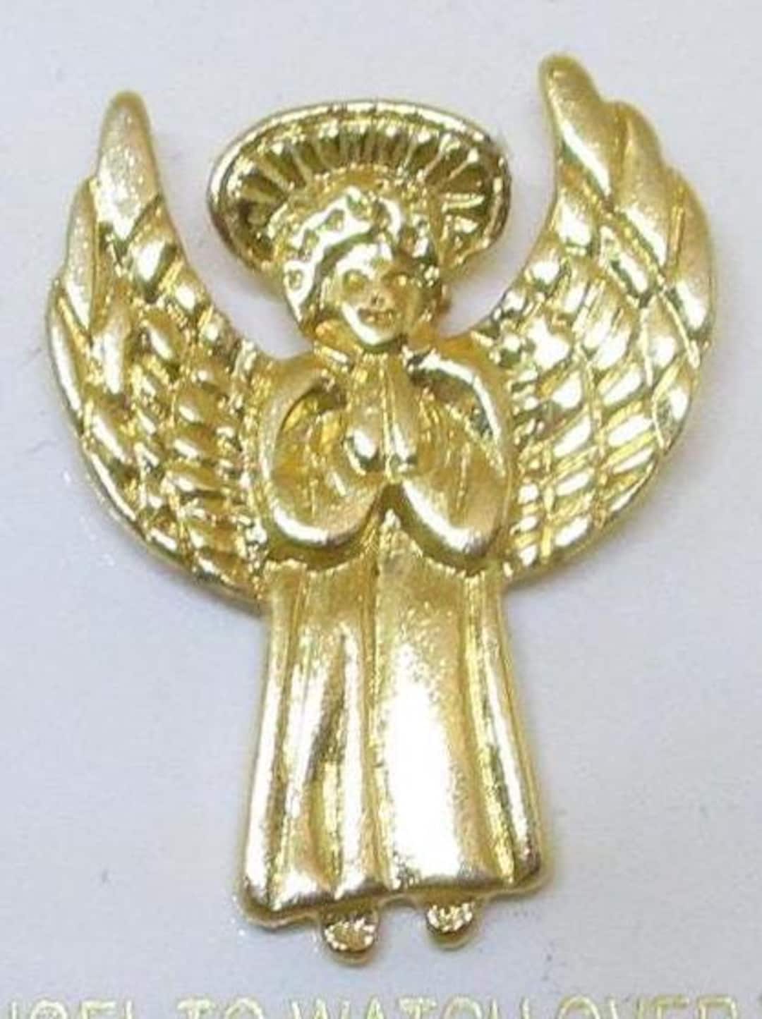 Guardian Angel Brooch Guardian Angel Lapel Pin Tie Tac Pin Gold Tone ...