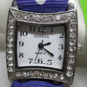 Rhinestone Geneva Watch: Silver Tone Square Face With Interchangeable ...