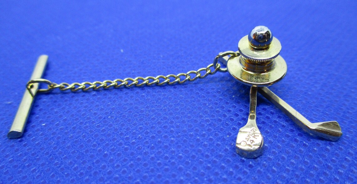 JAMES AVERY 14K Gold Tie Pin 14K Yellow Gold GOLF Clubs Tie | Etsy