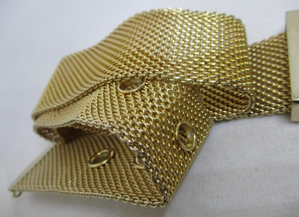 Vintage Gold Tone Metal Mesh Belt Gold Tone Belt Gold Tone Metal Mesh ...