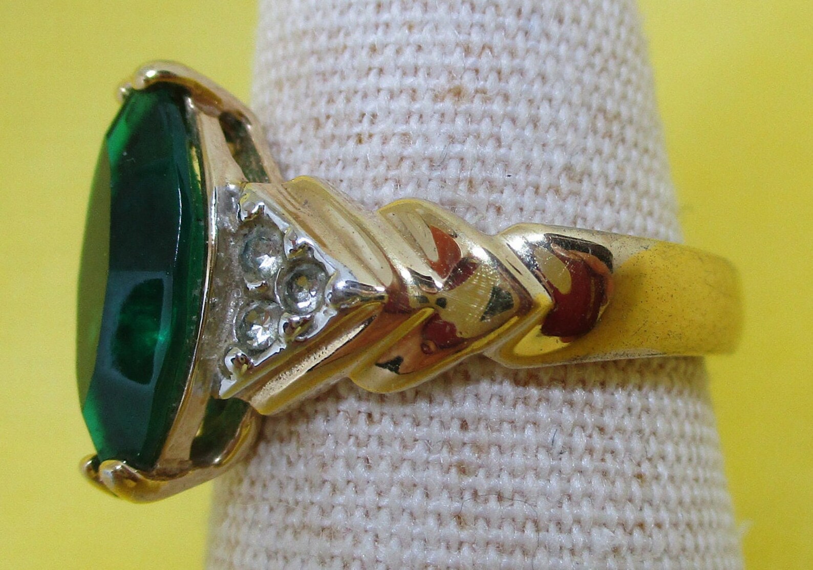 18K GE Marquise Simulated Emerald CZ Ring Size 8 18K GE - Etsy