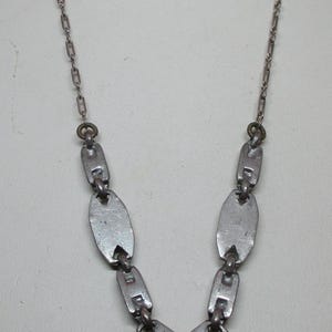 VICTORIAN BAGUETTE RHINESTONE Pendant Necklace Silver Tone Metal Chains ...
