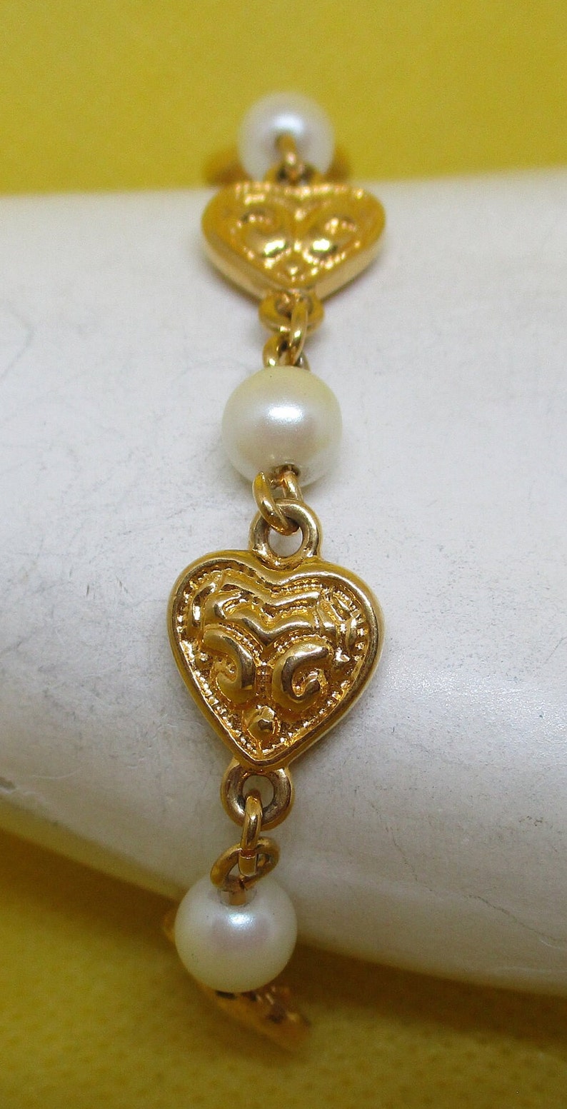 Avon Pearl Heart Bracelet Avon Faux Pearl Gold Tone Metal - Etsy