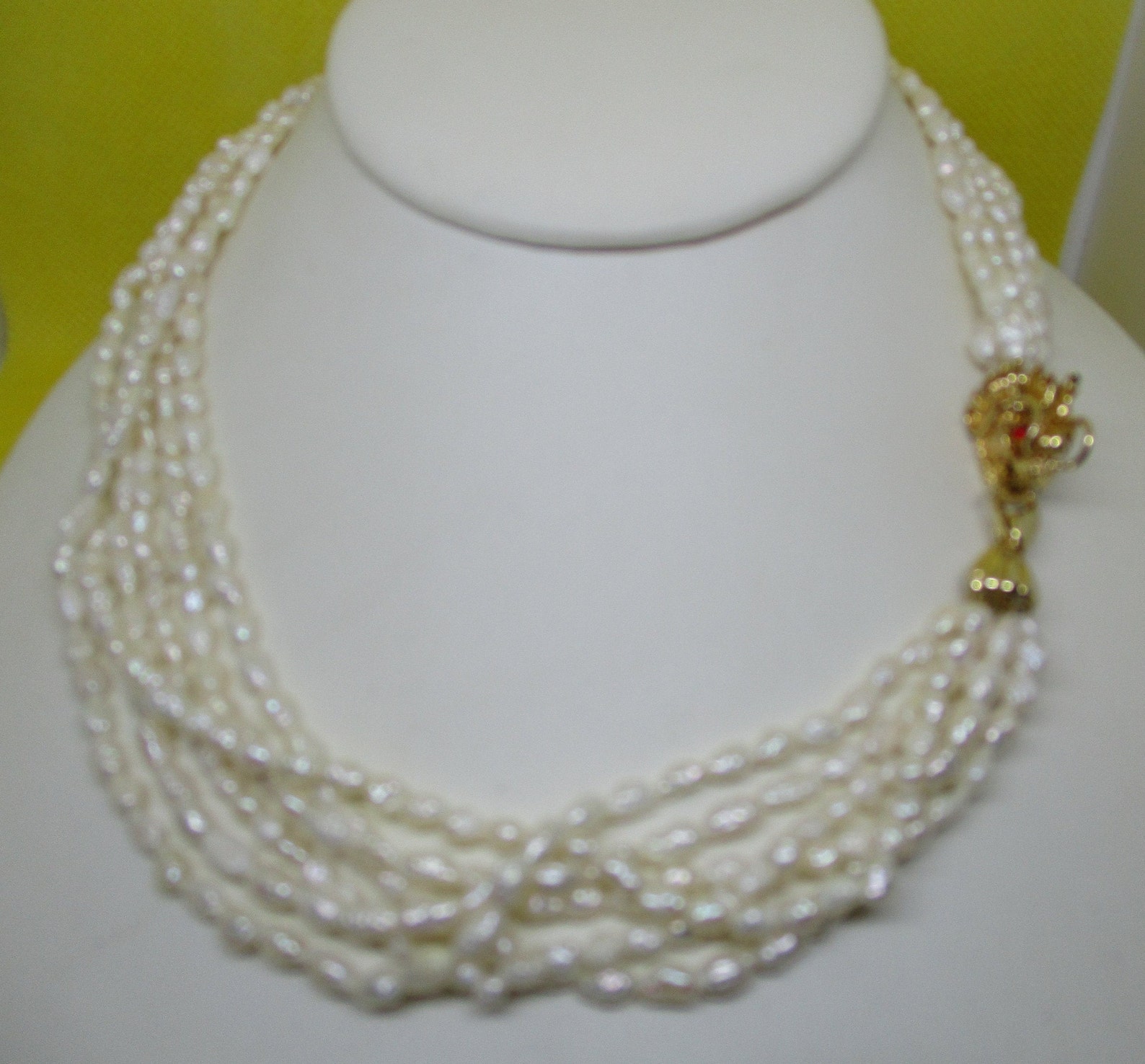 Genuine Rice Pearl Necklace 6 Strand Seed Pearl Necklace Red Etsy