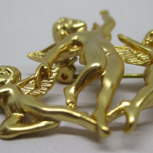 Vintage Gold Tone Angels Brooch Angels Brooch Gold Tone Matt Finish ...