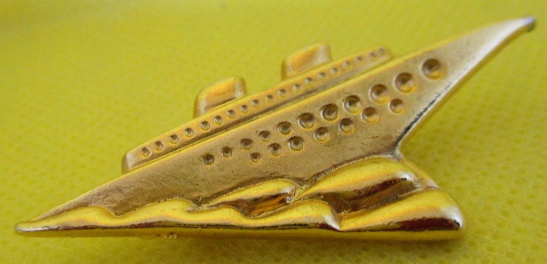 Vintage Cruise Ship Brooch Gold Tone Ocean Liner Brooch Cruise Nautical ...