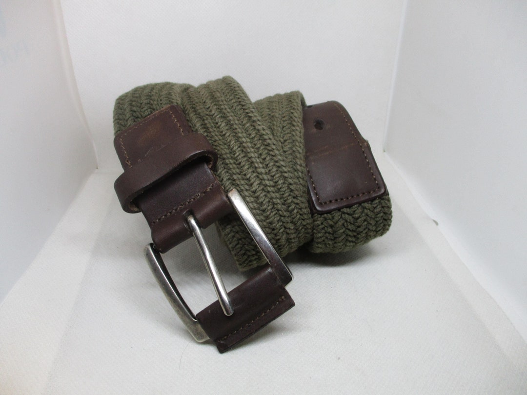 Docker Woven Belt Docker Leather Woven Fabric Belt Green & Brown Webbed ...