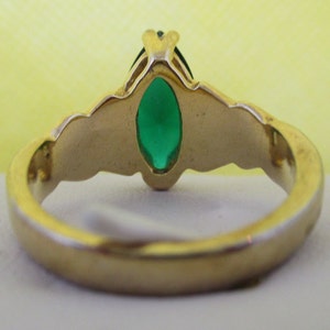18K GE Marquise Simulated Emerald CZ Ring Size 8 18K GE Rhinestone ...