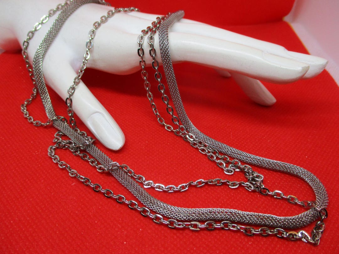 Vintage 3-strand Silver Tone Chain Necklace, 21.5 Inch - Etsy