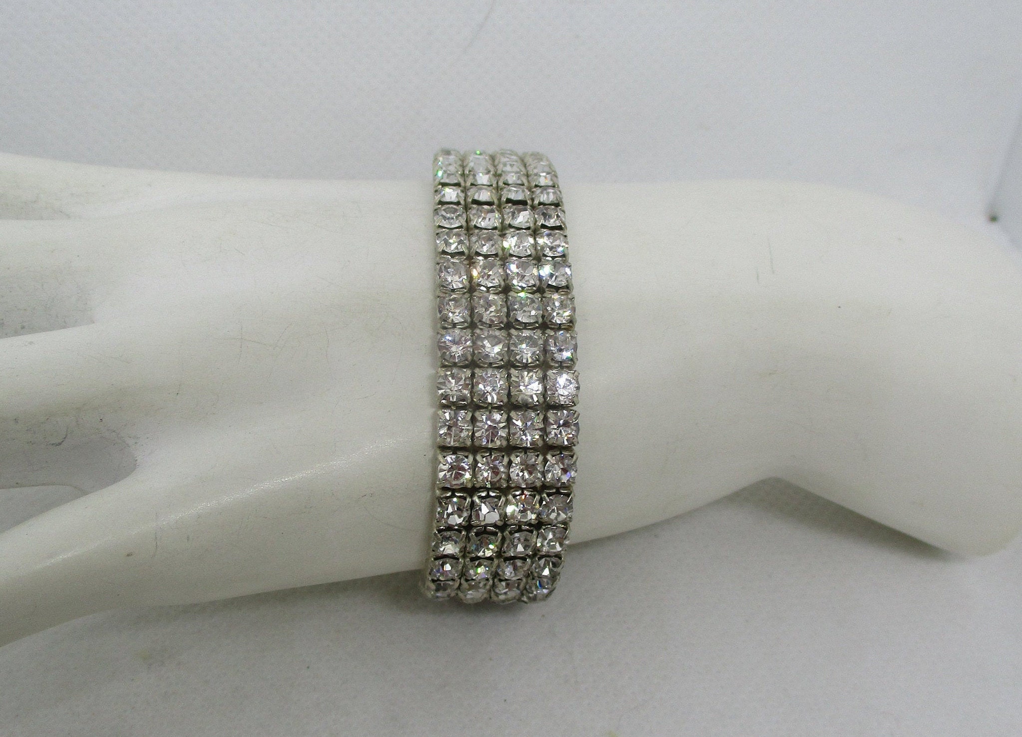 RHINESTONE Stretch Bracelet 4 Stand Rhinestone Stretch - Etsy