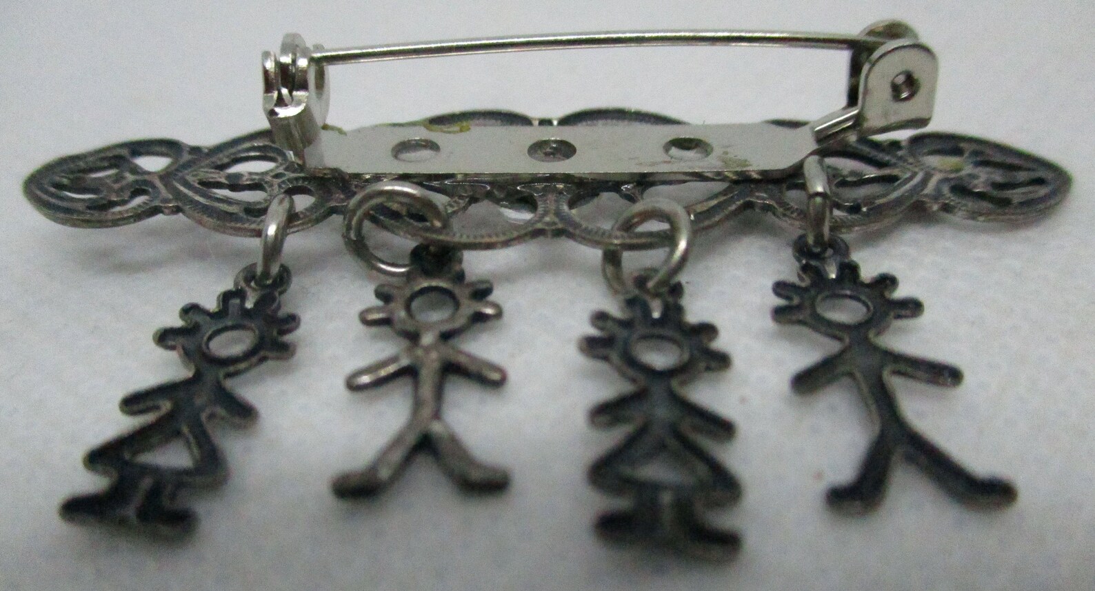 Vintage Rhinestone Family Brooch: Antiqued Brass Tone Dangle Charms - Etsy