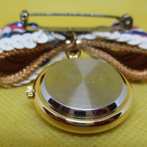 BONETTO Watch Red White Blue SEQUINS Gold Mesh Bow Mother of Pearl ...