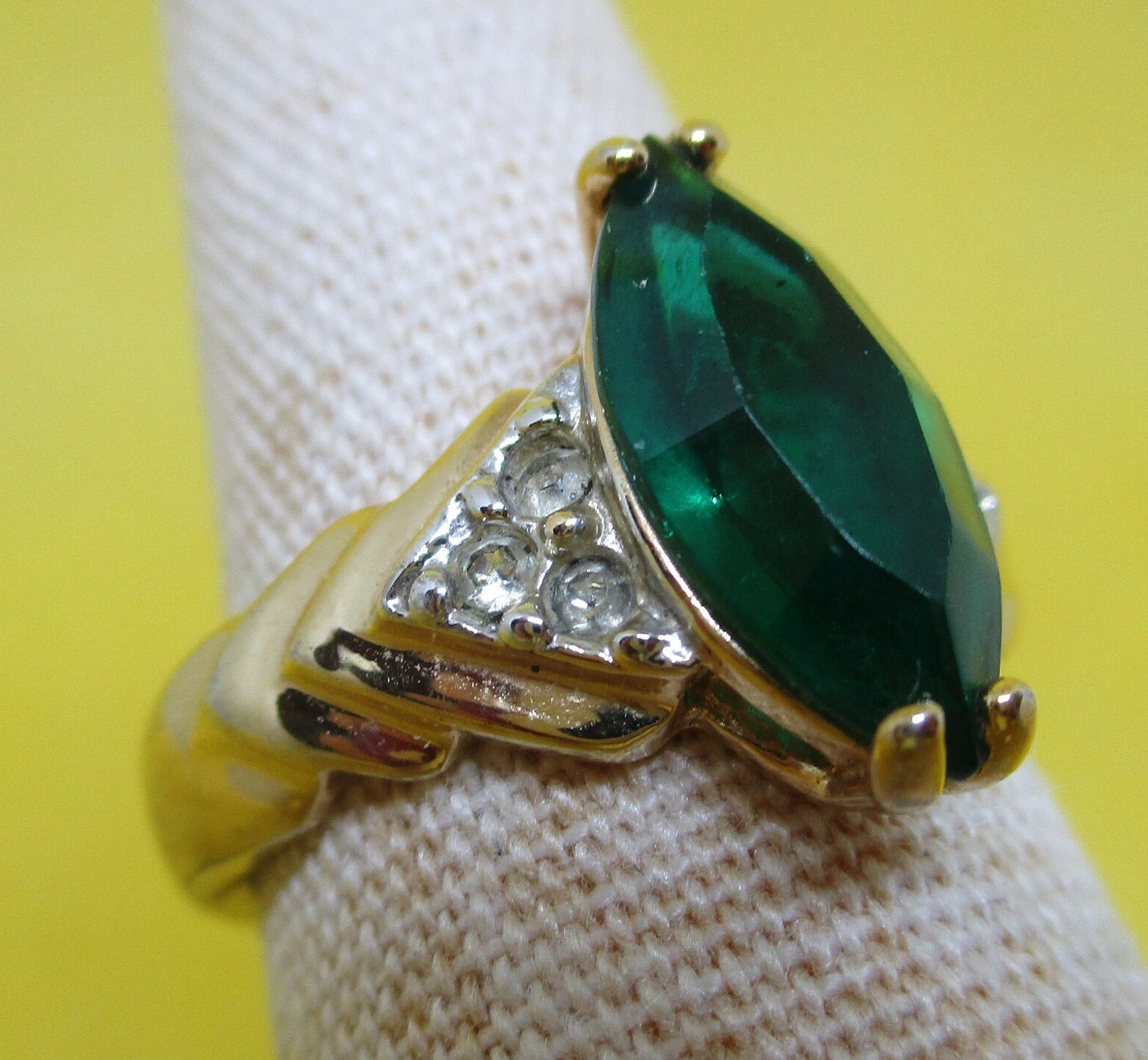 18K GE Marquise Simulated Emerald CZ Ring Size 8 18K GE - Etsy