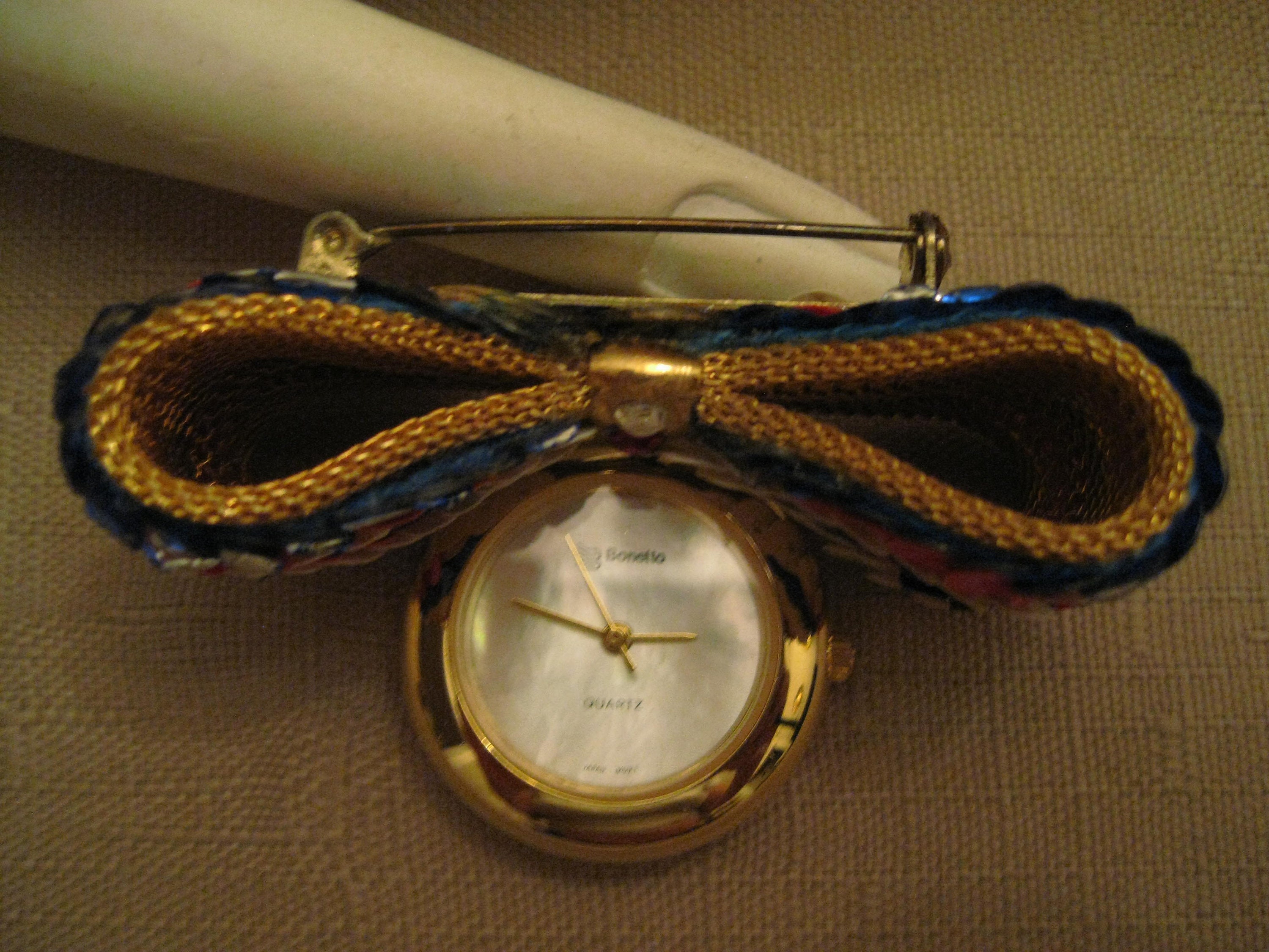 BONETTO Watch Red White Blue SEQUINS Gold Mesh Bow Mother of - Etsy