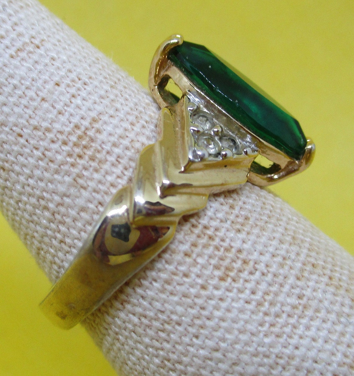 18K GE Marquise Simulated Emerald CZ Ring Size 8 18K GE - Etsy