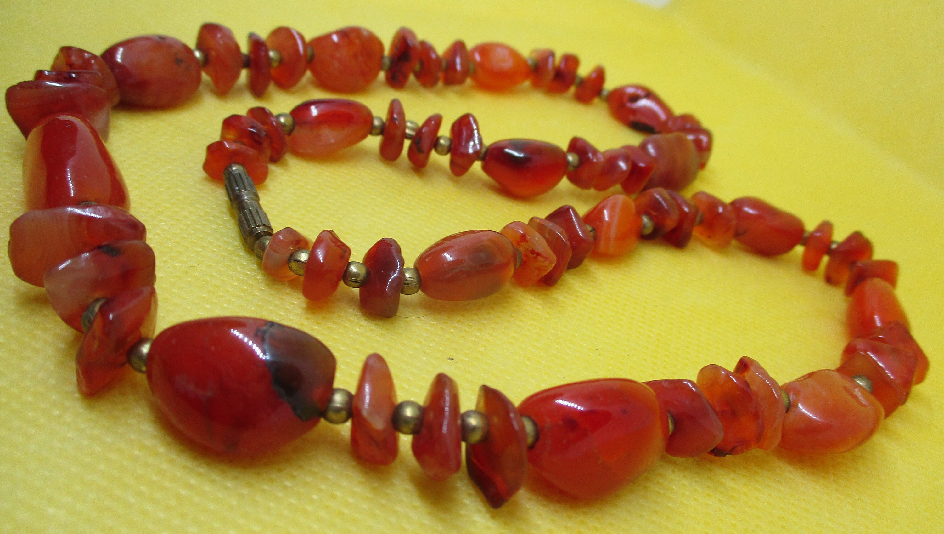CARNELIAN BRASS Beaded Necklace Carnelian Necklace Brass | Etsy
