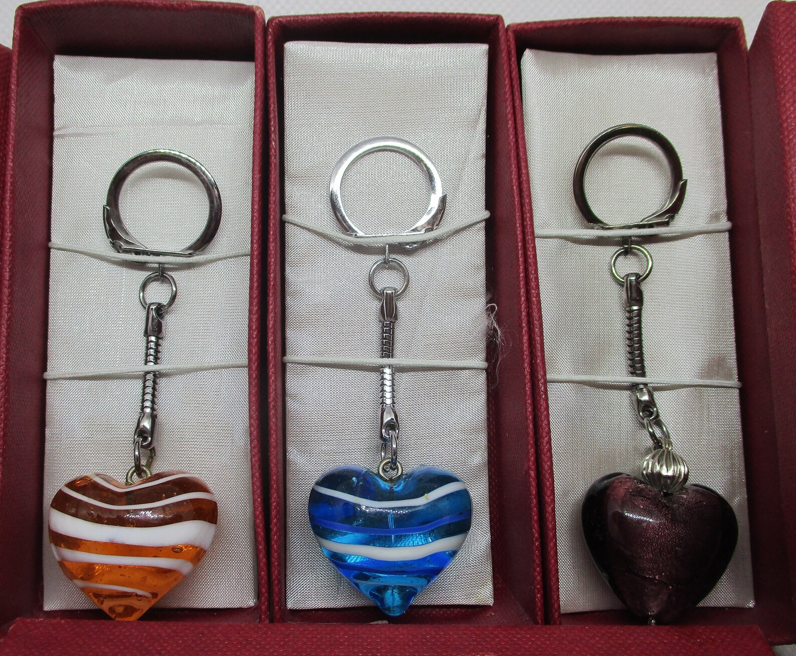 MURANO GLASS Keyrings Murano Glass Heart Keychains Murano Glass Swirled ...