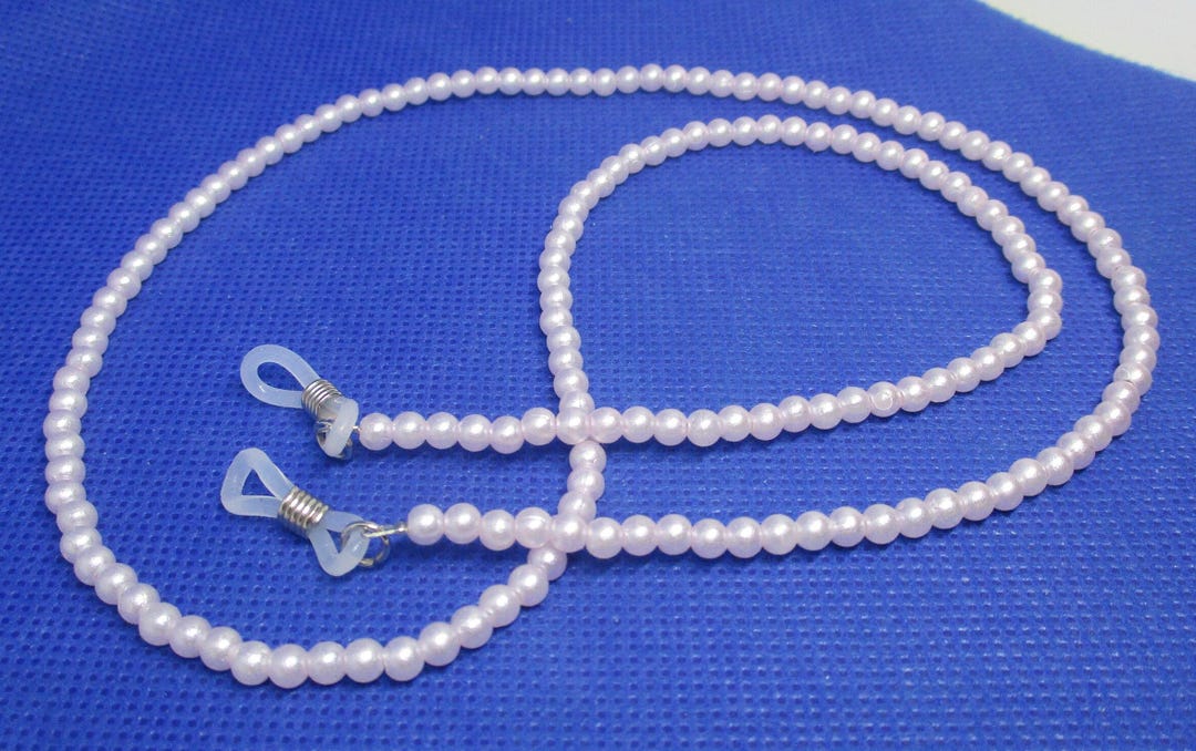 PALE PINK Pearl Beaded Eyeglass Chain Faux Pearl Eyeglass Chain Clear ...