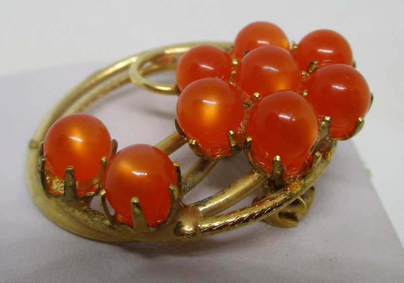 Vintage Moonglow Flower Brooch Orange Moonglow Beaded Circle - Etsy