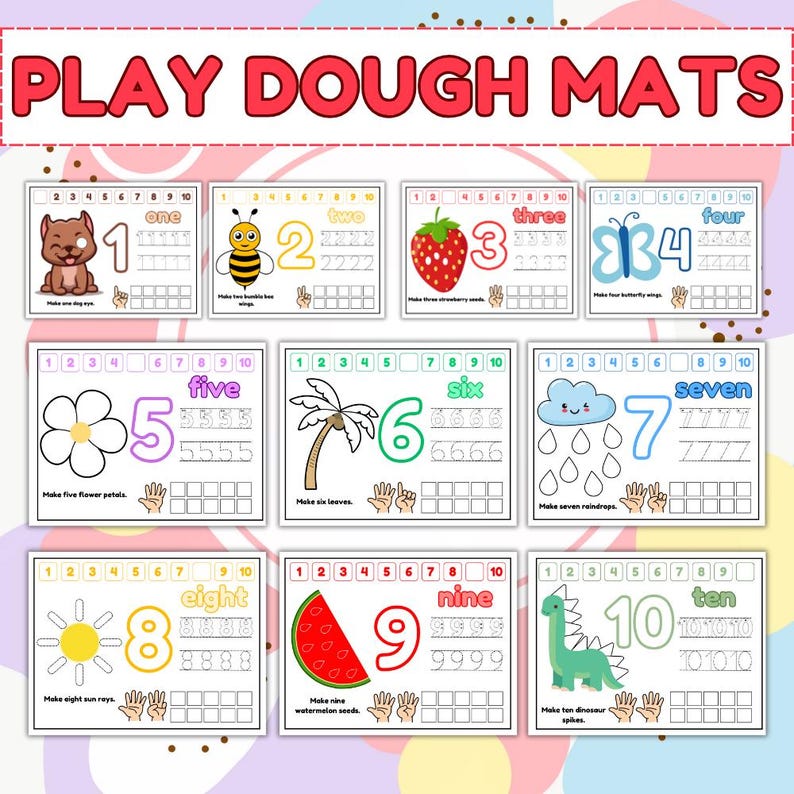 Printable Play Dough Activity Mat Number Sense 1-10 | Fine Motor Skills ...