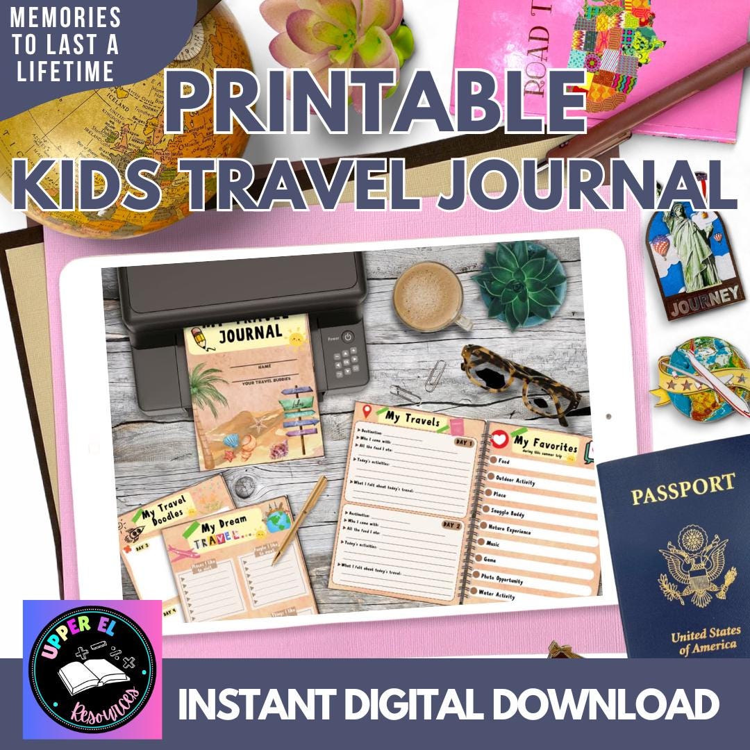 Printable Kids Travel Journal | Packing List | Photo Collage | Vacation ...