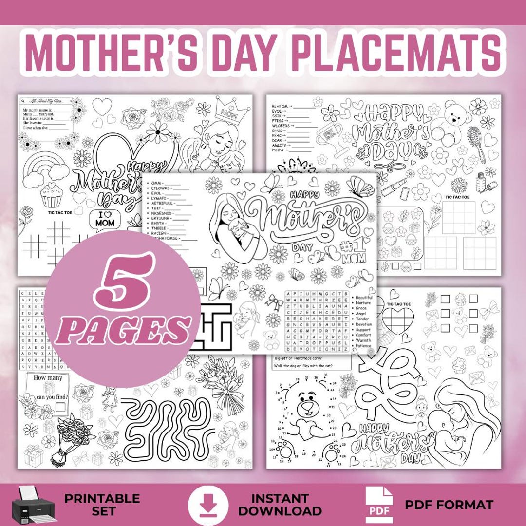 PRINTABLE Mother's Day Placemat | Mother's Day Craft for Kids | Gift ...