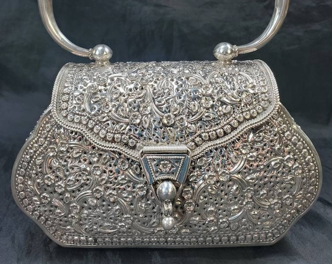 Stunning Vintage Solid Sterling Silver Filigree Floral Handbag Purse - Etsy
