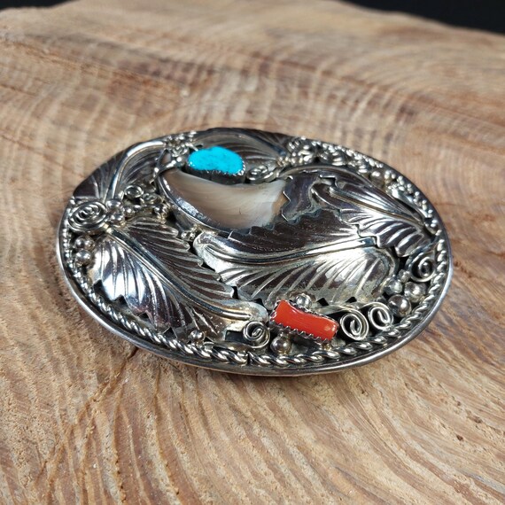 Navajo Belt Buckle Gary Edwards Sterling Silver - Gem