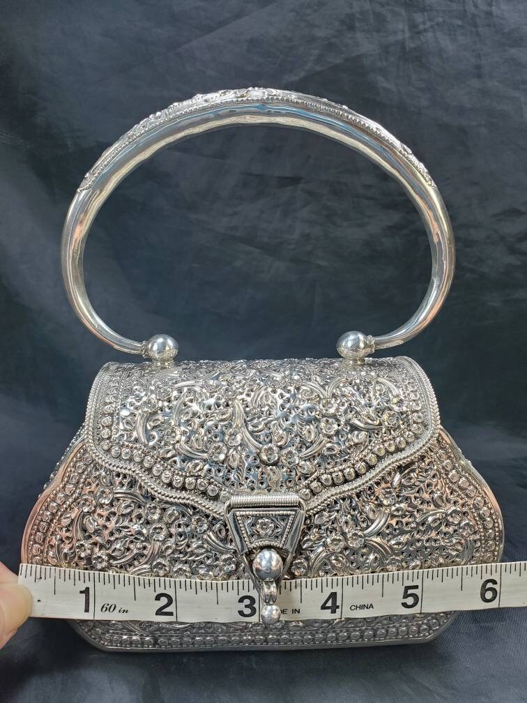 Stunning Vintage Solid Sterling Silver Filigree Floral Handbag - Etsy