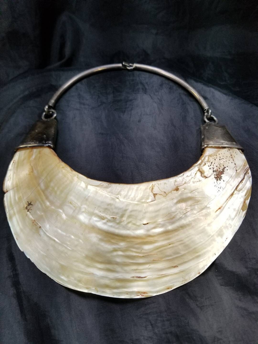 Sterling Silver and Kina Shell Pectoral Choker Necklace, Sepik River ...