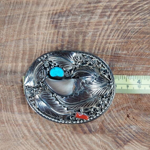 Navajo Belt Buckle Gary Edwards Sterling Silver - Gem
