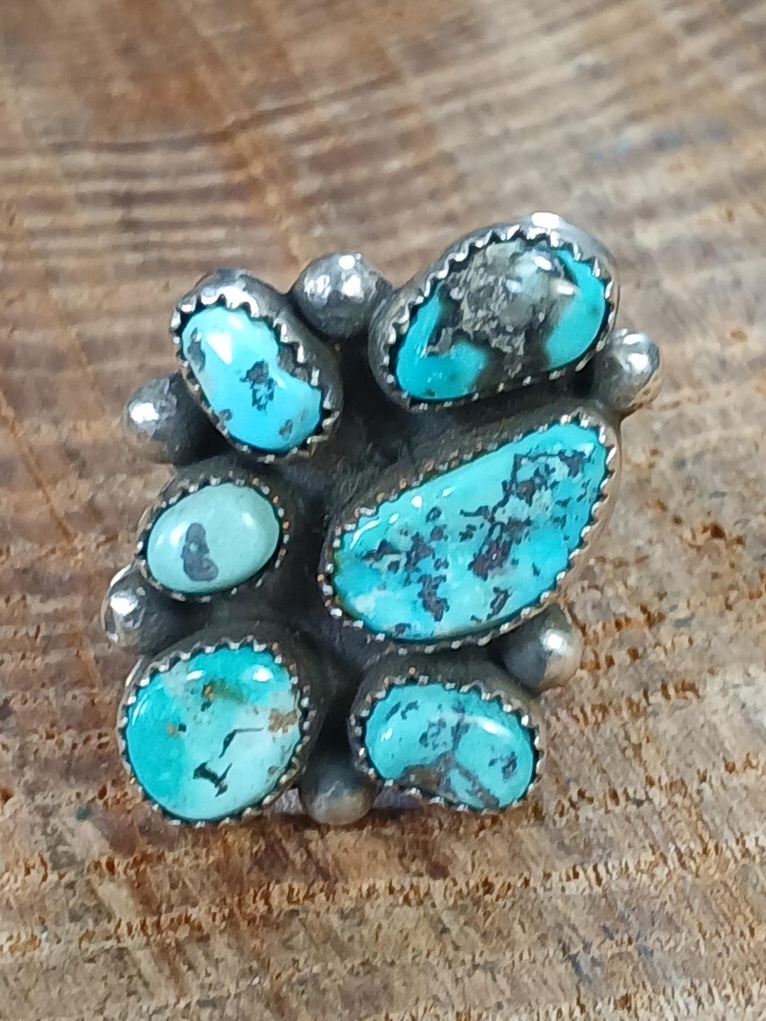 Kingsman Turquoise Cluster Ring Tia Long Adjustable Sterling Silver - Etsy