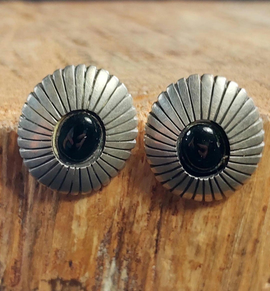 John Begay Navajo Onyx Sterling Silver Earrings - Etsy