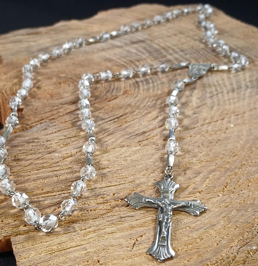 Sterling Silver & Faceted Crystal Rosary Prayer Beads Apostles Creed - Etsy