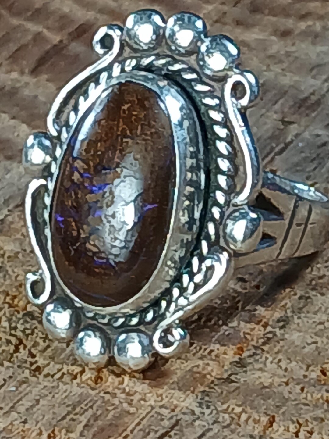Sterling Silver Bell Trading Post Ring Repaired With Boulder Opal ...