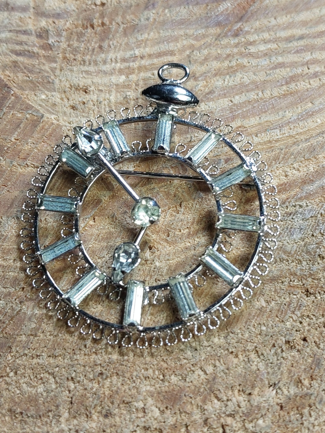 Sterling Silver Star Art Clock Brooch Pendant Pin Star Art Vintage - Etsy