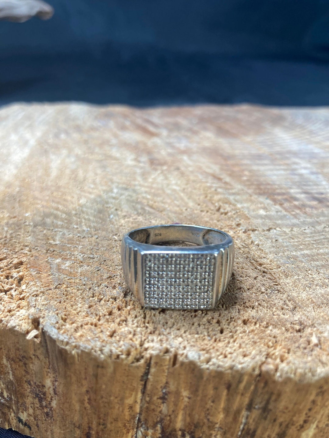 Sterling Silver Diamond Chip Ring - Etsy