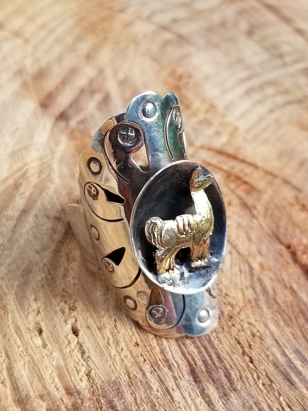 Sterling Silver 18k Gold Llma Ring Size 5.25 Peru - Etsy