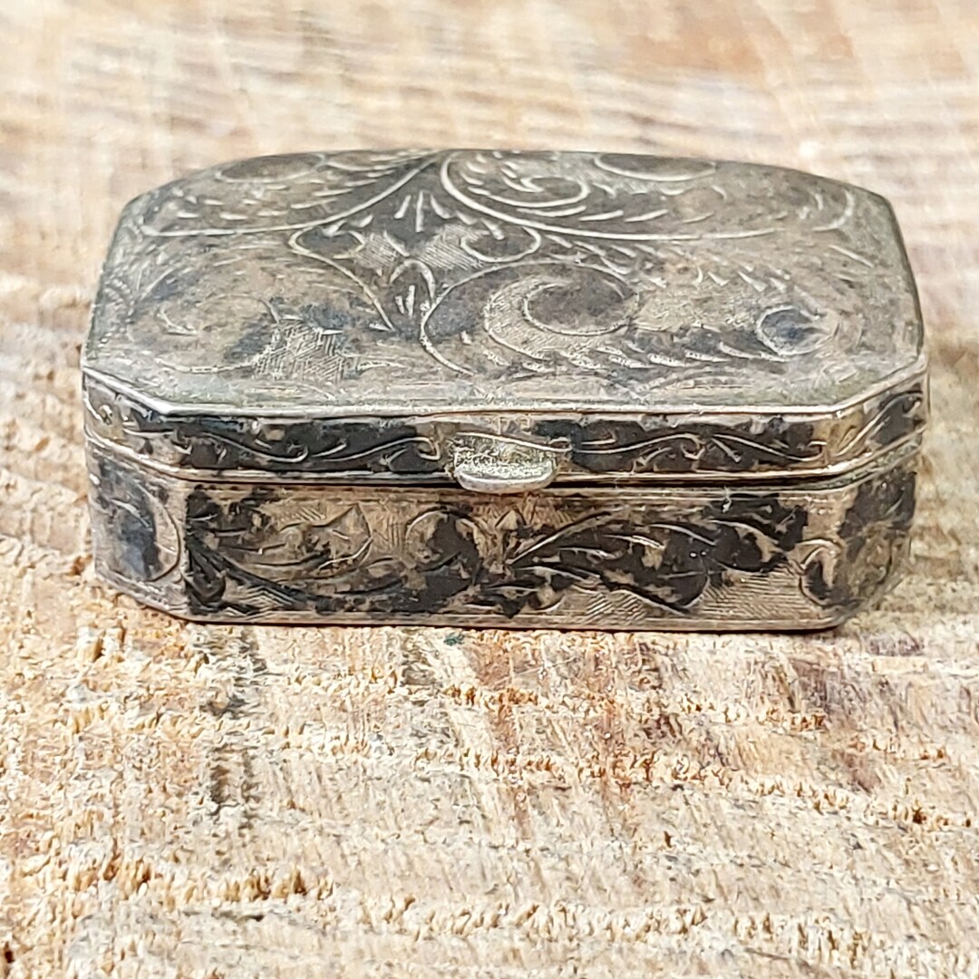 Sterling Silver Hand Engraved Snuff Box, Pill Box, Earring Box - Etsy