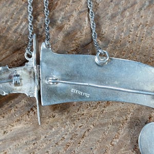 Scimitar Sword Sterling Silver Statment Brooch Pin Amethyst Quartz ...