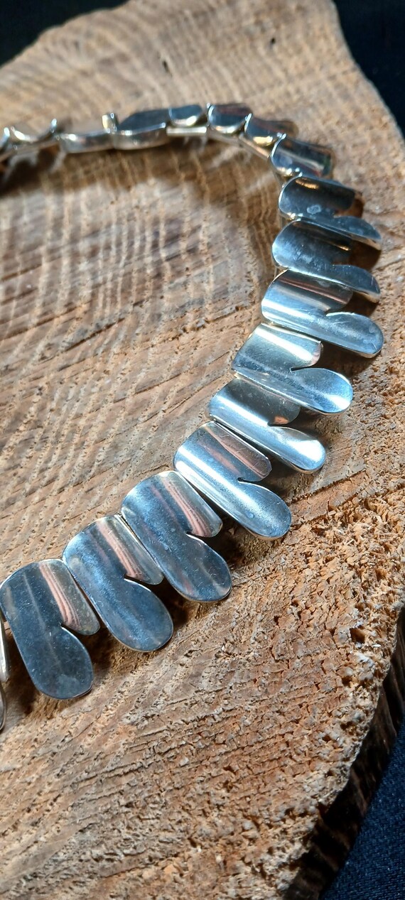 Modernist Sterling Silver Choker 14.5" Taxco Mexico - Gem