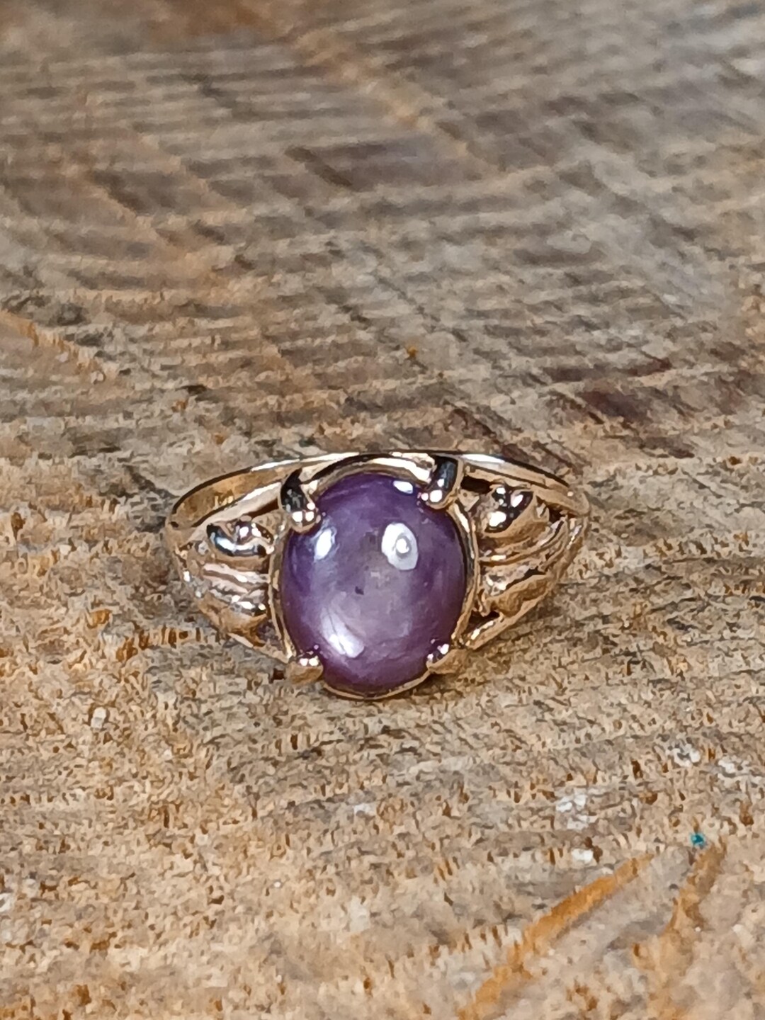 Purple Star Sapphire Ring 14k Gold Size 7.5 - Etsy