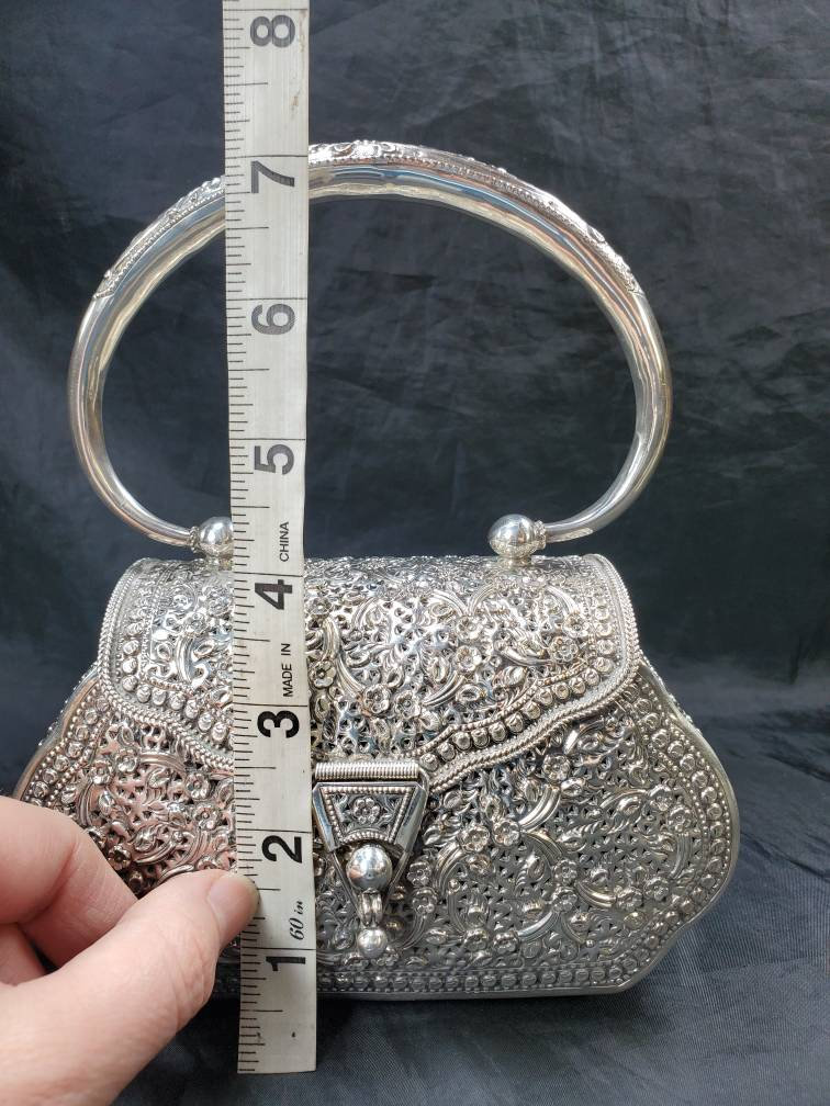 Stunning Vintage Solid Sterling Silver Filigree Floral Handbag - Etsy
