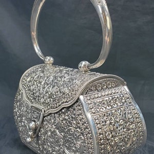Stunning Vintage Solid Sterling Silver Filigree Floral Handbag Purse - Etsy