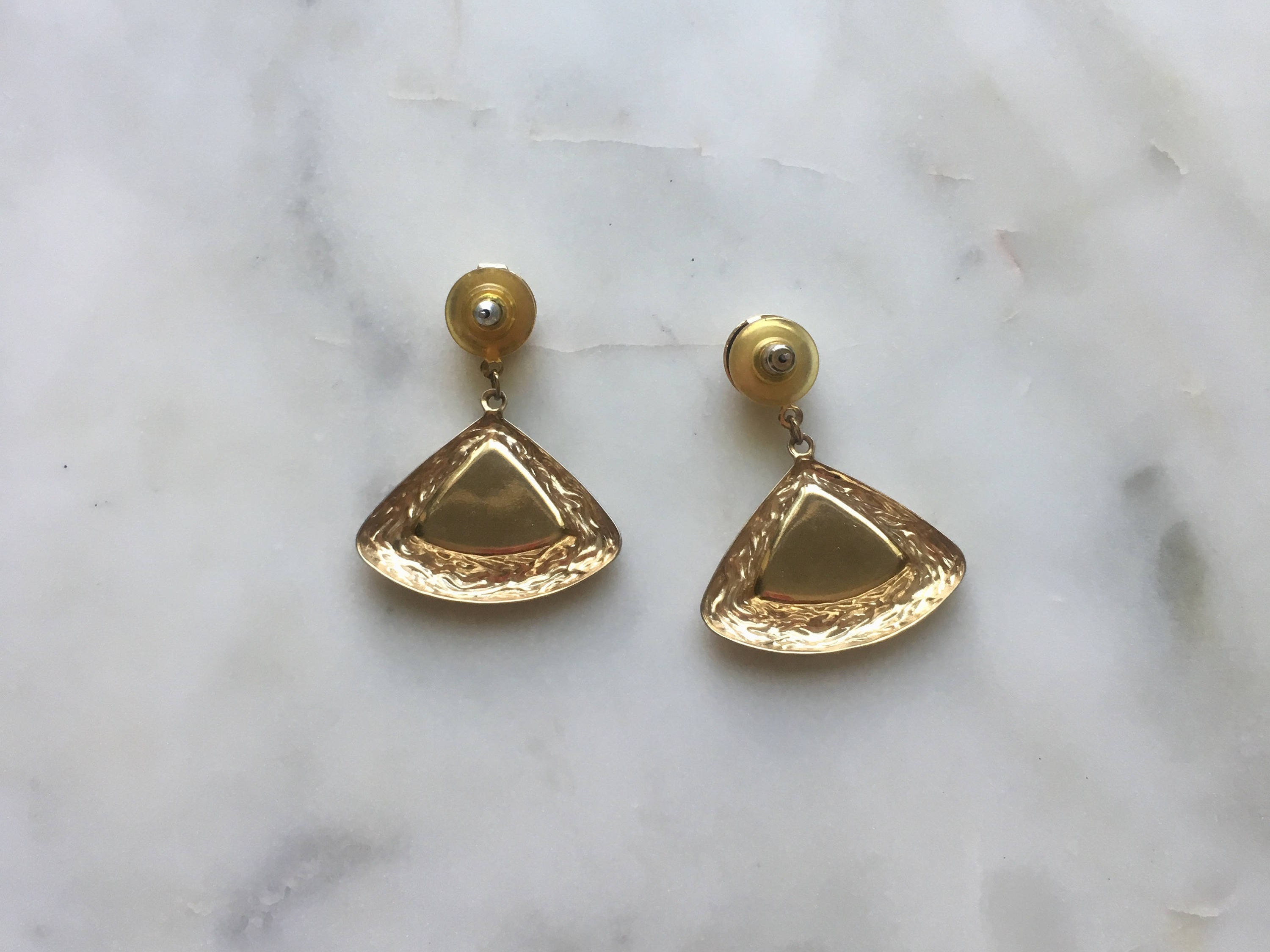 Vintage 1980's Brocade Triangle Earrings - Etsy