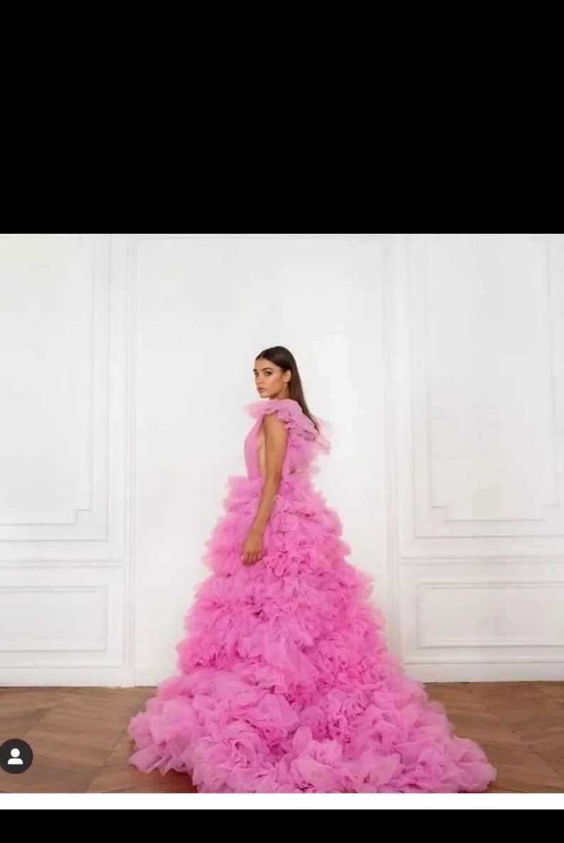 Deep Pink Ruffle Tulle Dress - Etsy