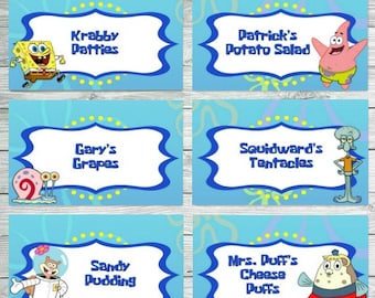 Spongebob Digital Food Labels | Etsy